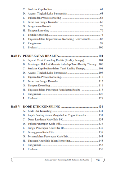 E-Book Buku Ajar Teori Konseling Rebt, Behavior dan Realita