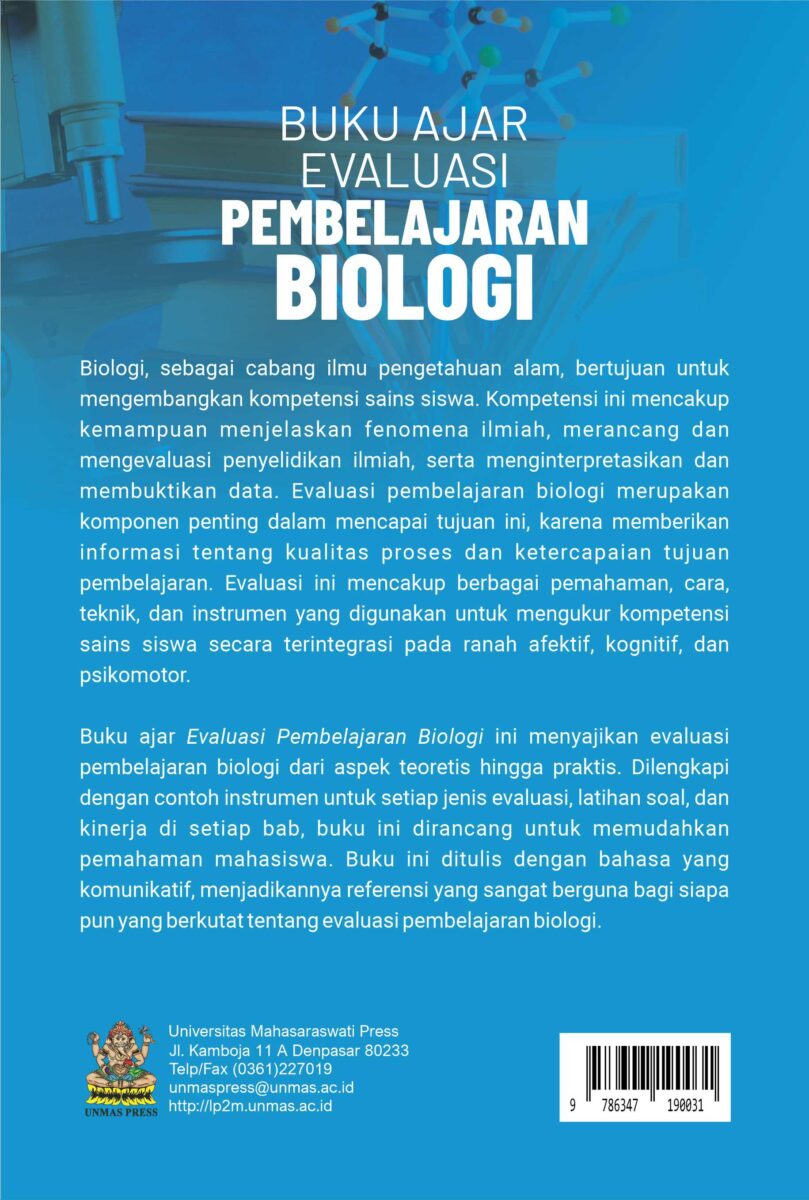 Buku Ajar Evaluasi Pembelajaran Biologi