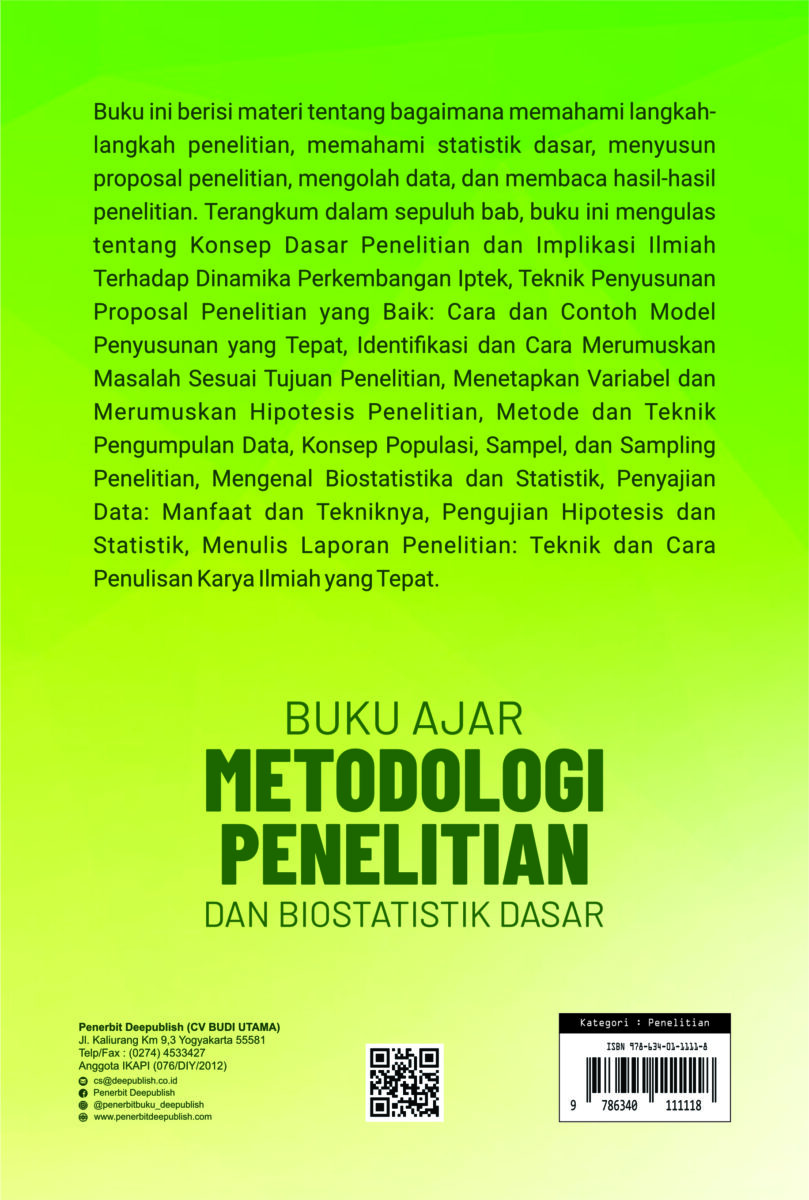 Buku Ajar Metodologi Penelitian dan Biostatistik Dasar - Deepublish Store