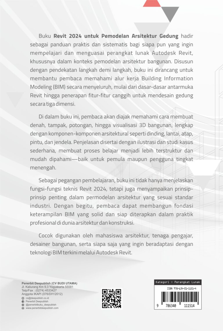 Buku Revit 2024 untuk Pemodelan Arsitektur Gedung - Deepublish Store