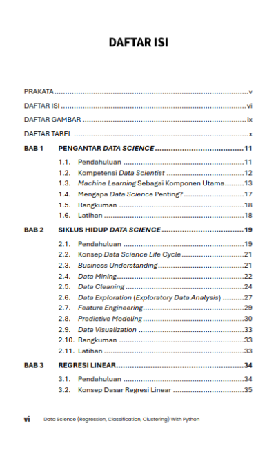 Buku Data Science (Regression, Classification, Clustering)